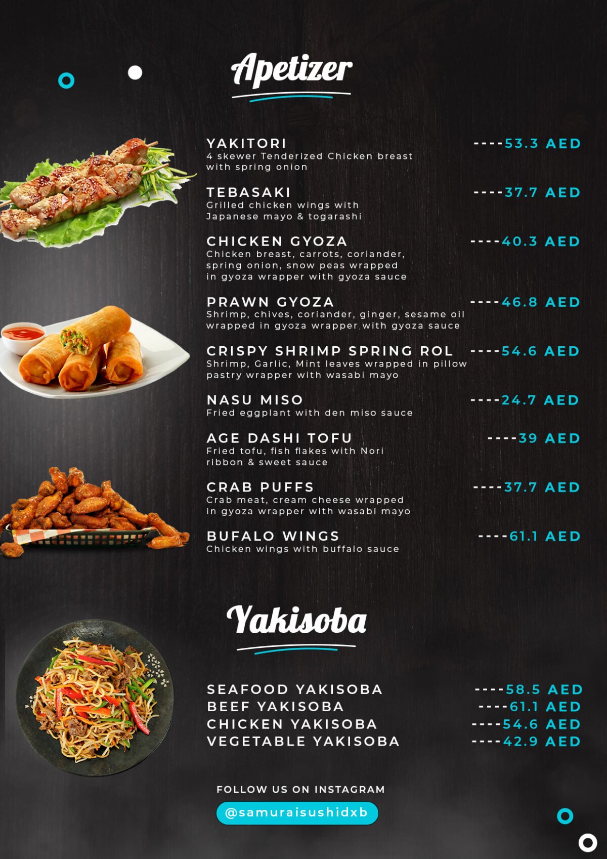 MENU – Samurai Sushi & Grill